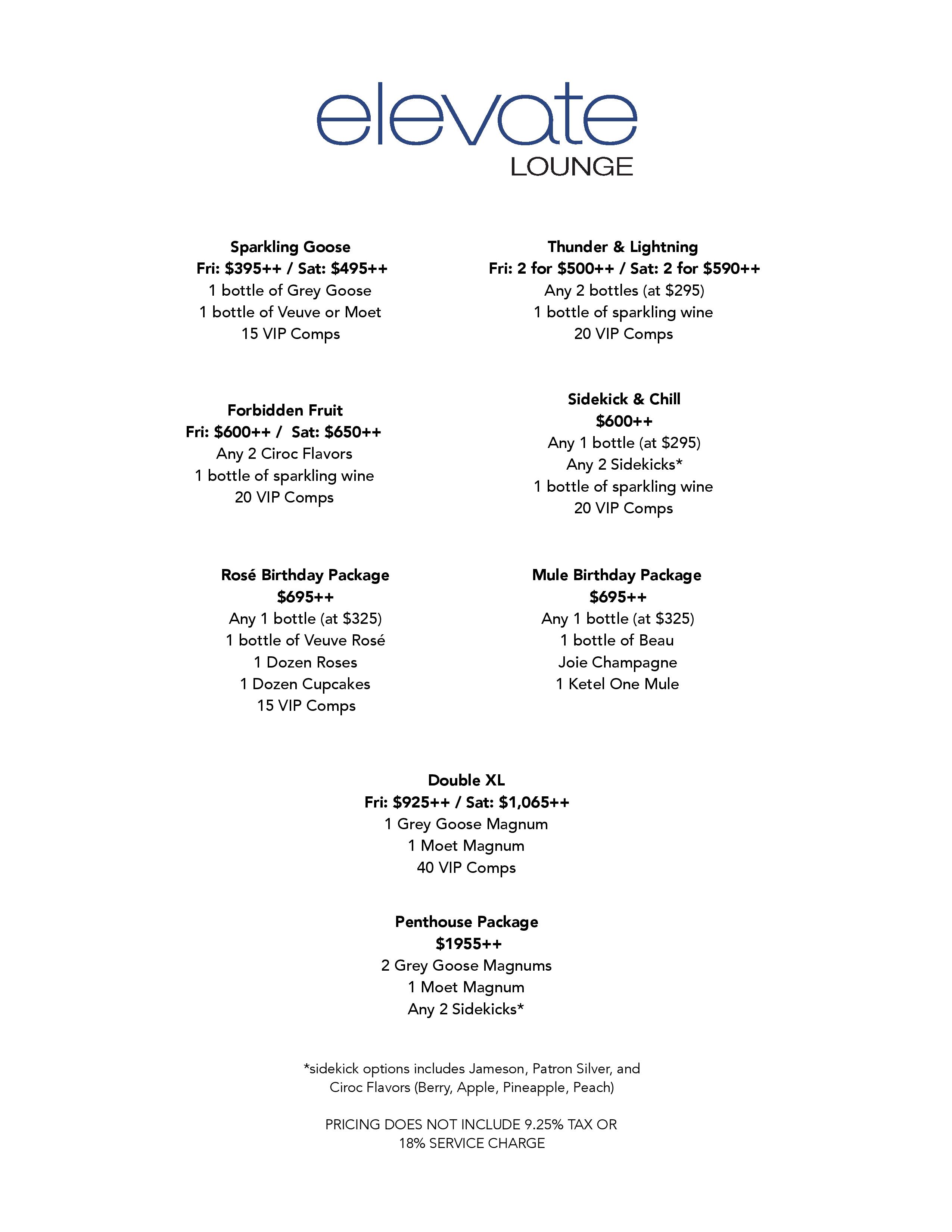 Elevate Lounge Bottle Service - Discotech - The #1 Nightlife App